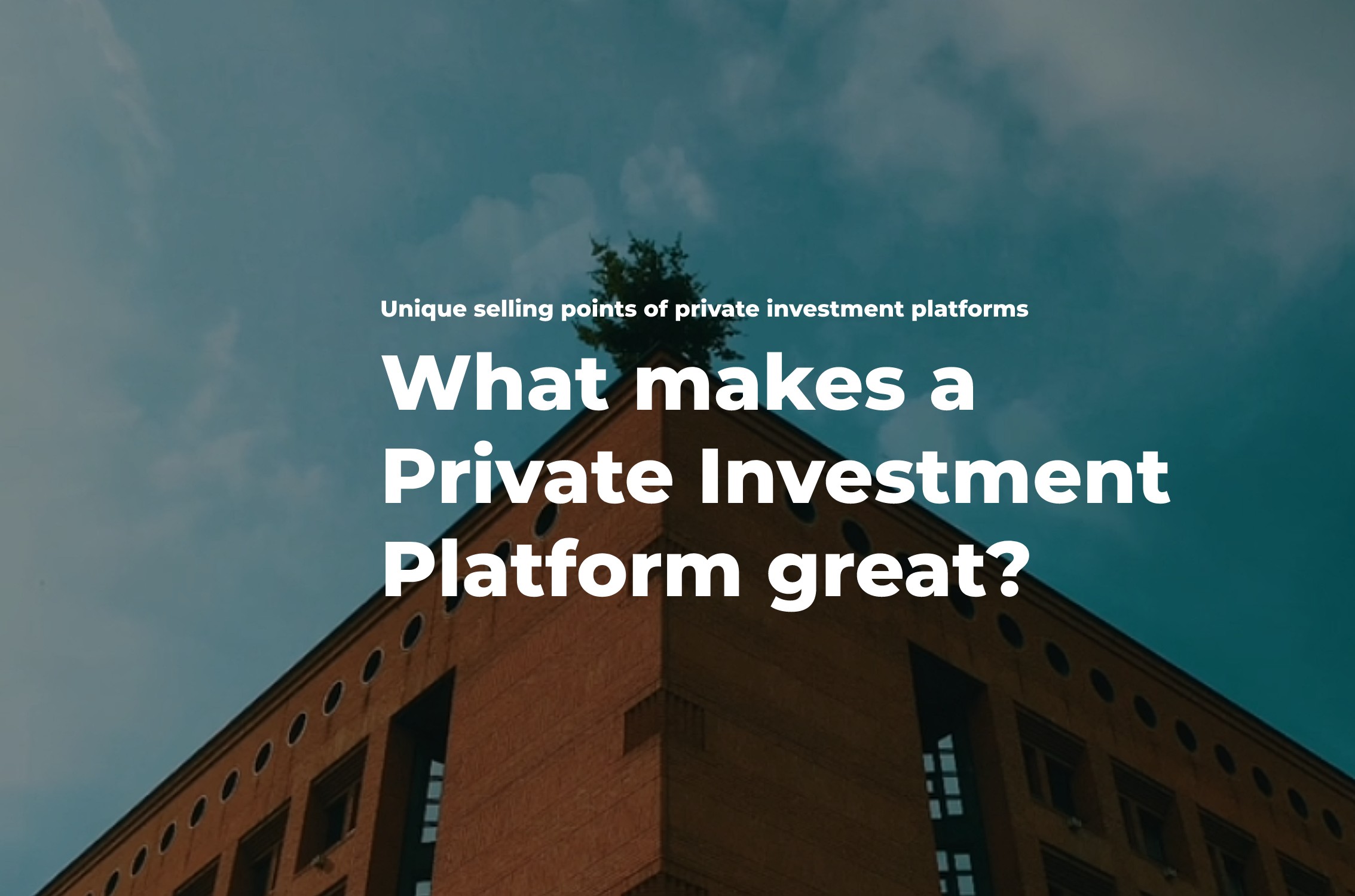 What Makes A Private Investment Platform Great