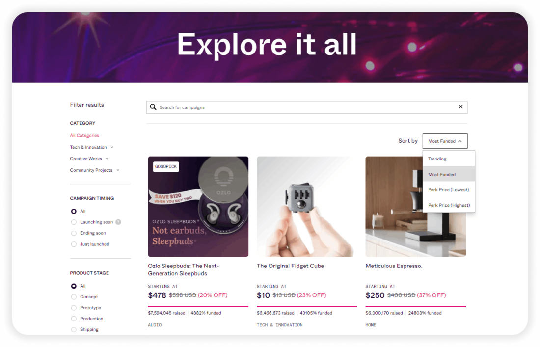 10 Unique Features from Kickstarter and Indiegogo